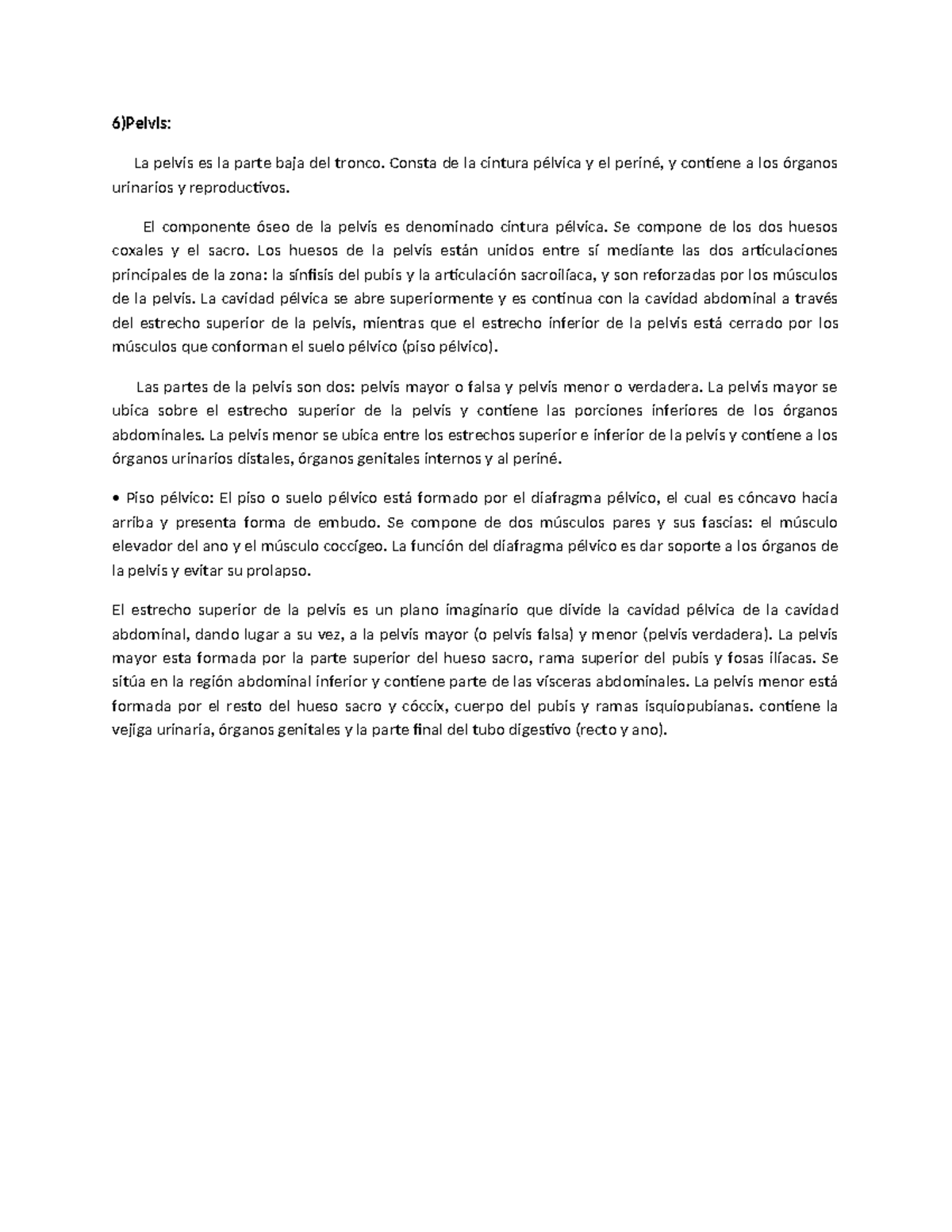 Trabajo Anatomía Arquimary Martinez - 6)Pelvis: La pelvis es la parte ...