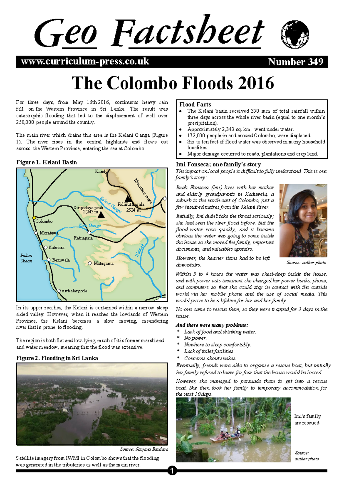 Colombo Floods 2016 - Geo Factsheet curriculum-press.co Number 349 The ...