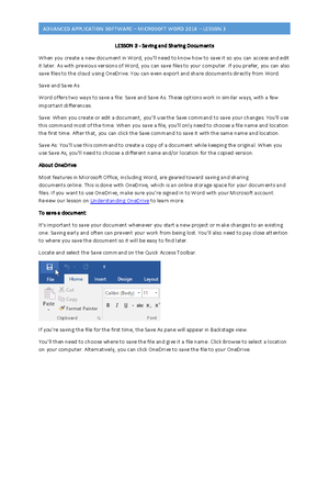 MS WORD Lesson 2 - FIRST year Second Semester - Application Software ...
