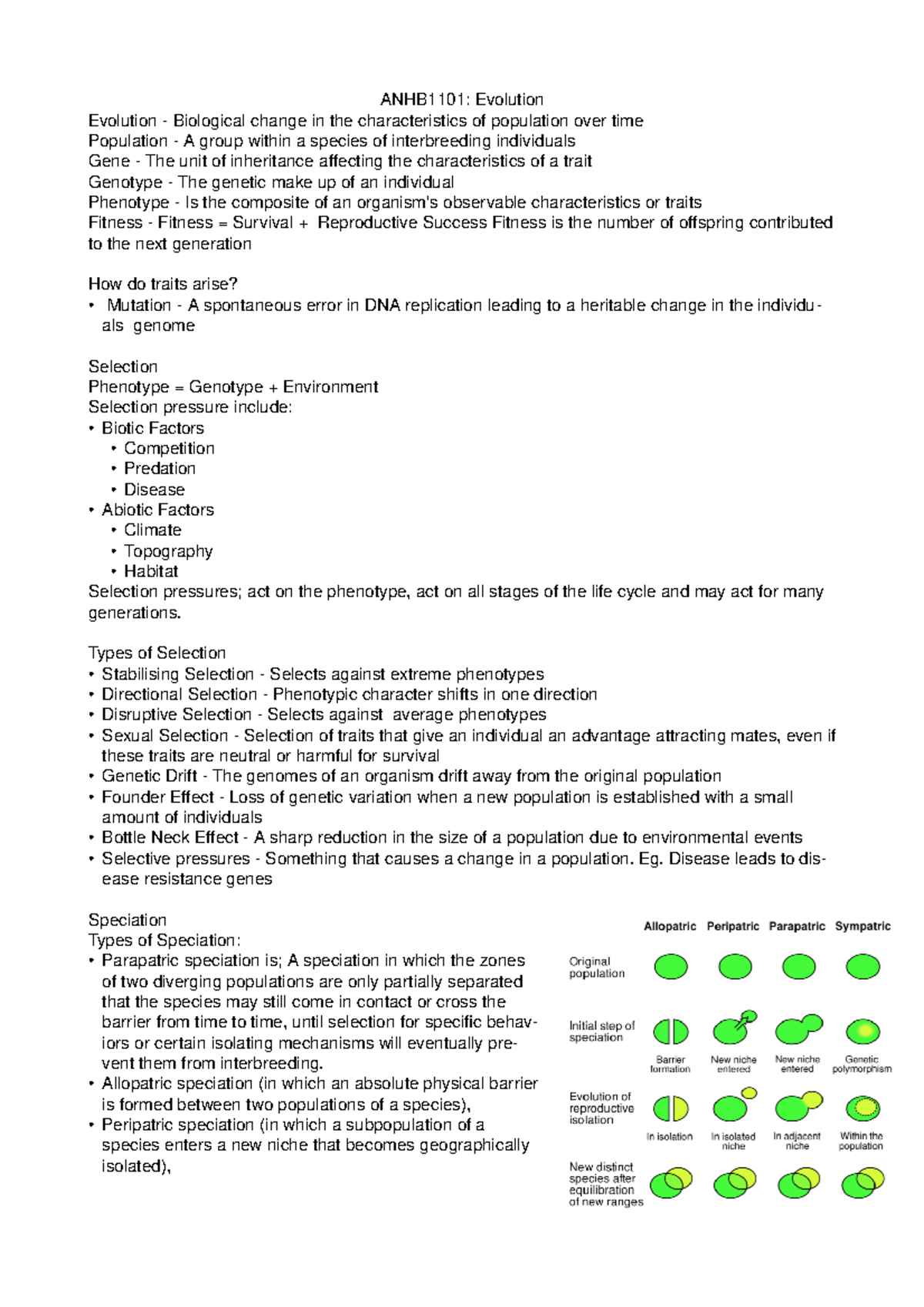 ANHB1101 Evolution - ANHB1101: Evolution Evolution - Biological change ...