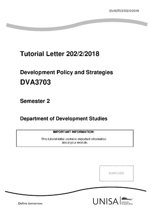 DVA3703 Assignment 06 2023 1 - TABLE OF CONTENTS DVA ASSIGNMENT DECLARATION INTRODUCTION POLICY ...