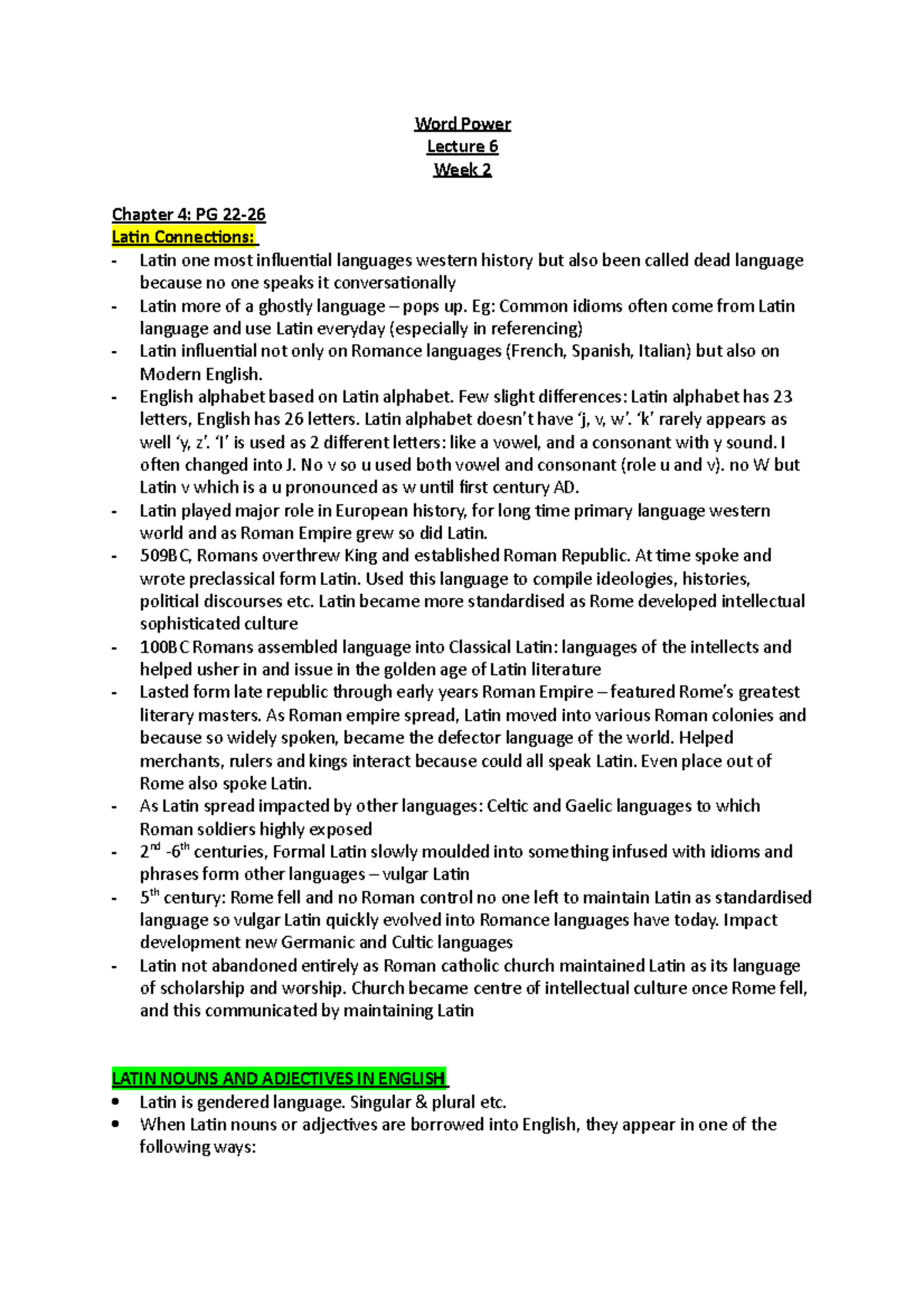 Lecture 6 - The Latin connection - Word Power Lecture 6 Week 2 Chapter ...