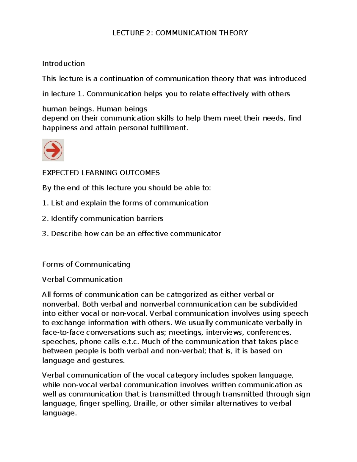 Lecture 2 - Communication skills - LECTURE 2: COMMUNICATION THEORY ...