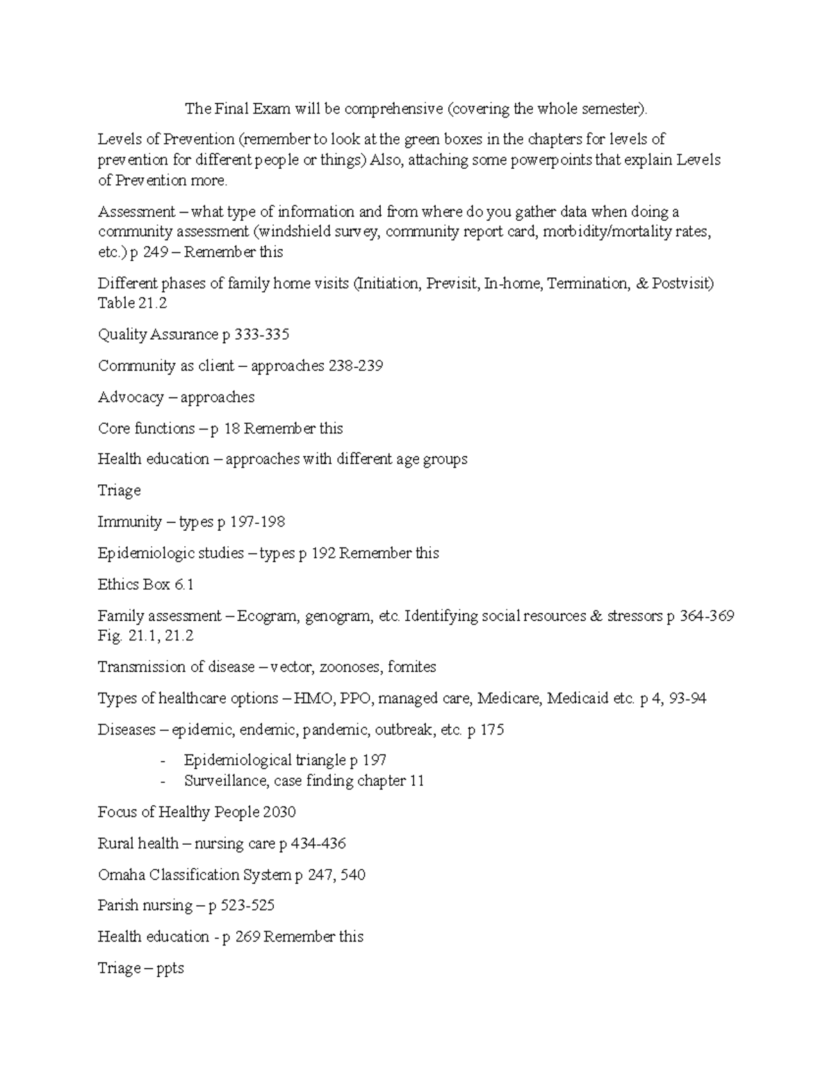 The Final Exam concept review - The Final Exam will be comprehensive ...