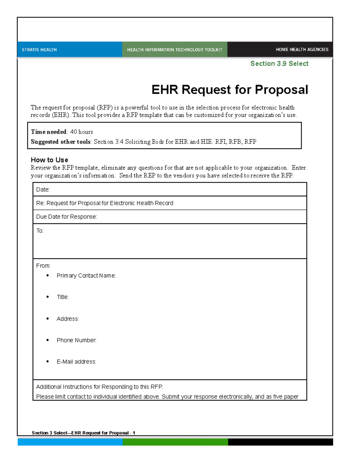 Request for proposal template 01 - Section 3 Select EHR Request for Proposal The request for ...