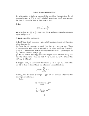 HW3 q + a - Homework assignment 3 - Math 520a Homework 3 1. For each of the following four ...