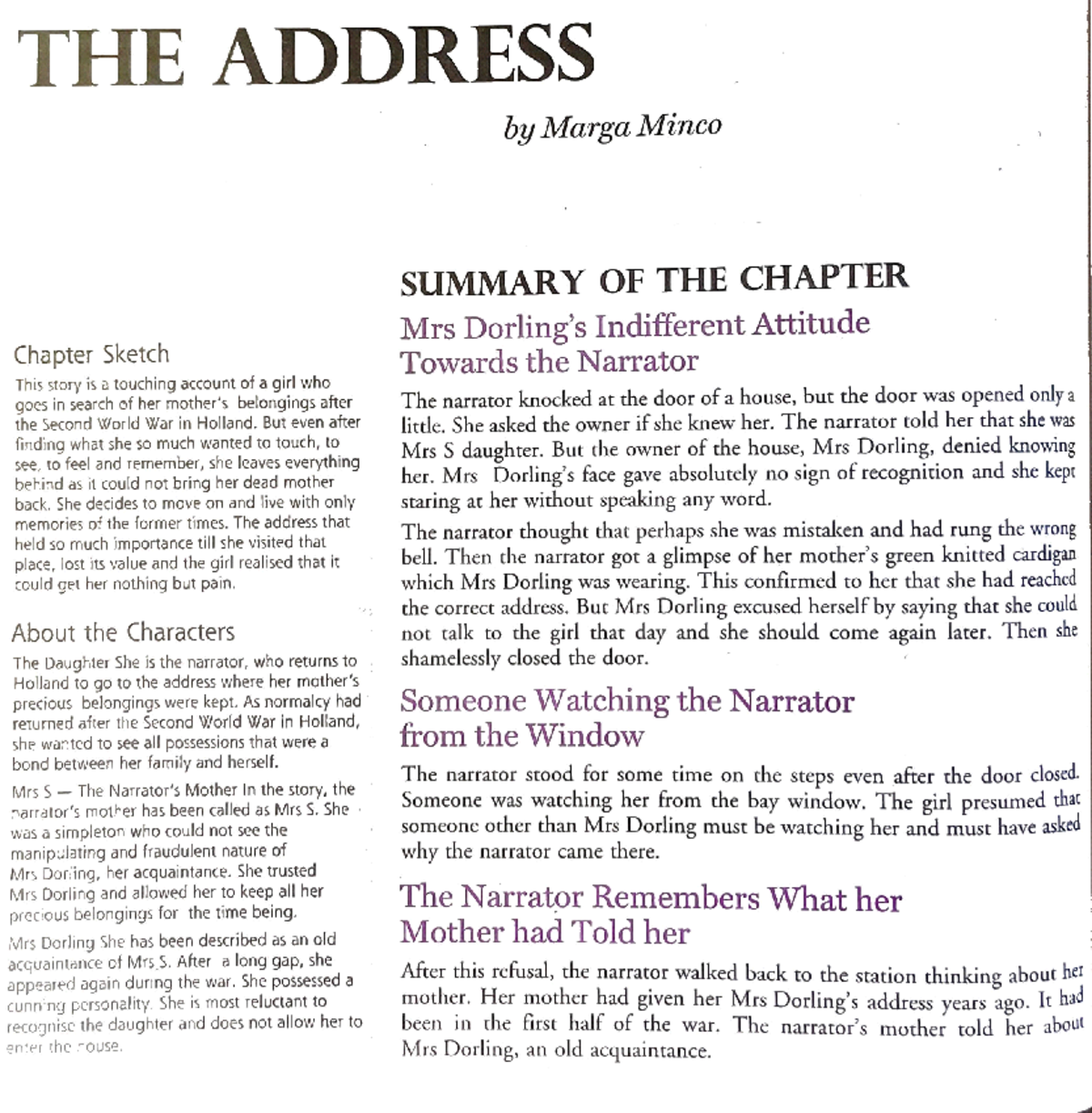 Theaddress - Book.if engkish hornbill - THE ADDRESS Chapter Sketch This ...