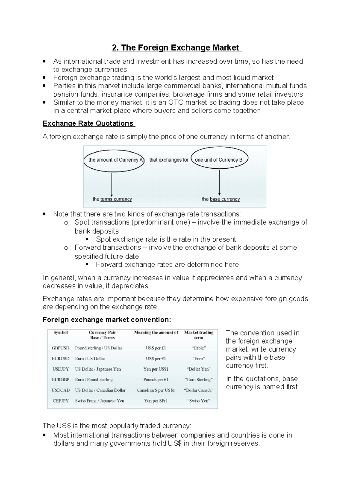 The Foreign Exchange Market - 2. The Foreign Exchange Market As ...
