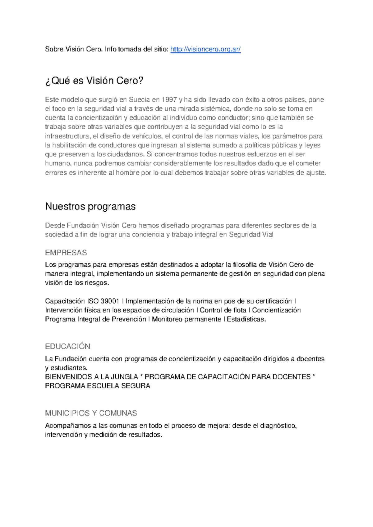 Sobre Visión Cero - Archivo para empezar - Sobre Visión Cero. Info ...