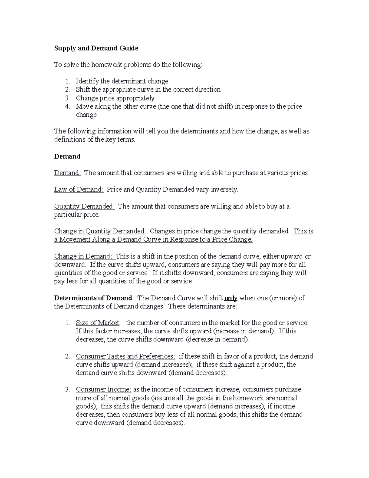 Supply And Demand Graphs 2aaaaa - Supply and Demand Guide To solve the ...