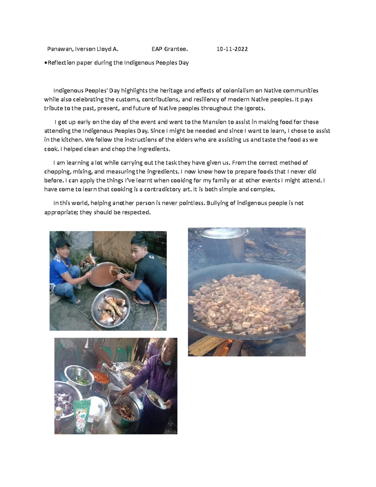 Reflection paper - all goods - Panawan, Iverson Lloyd A. EAP Grantee ...