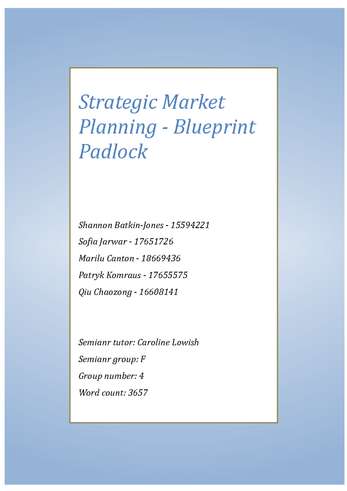 Blueprint-marketing-plan - Strategic Market Planning - Blueprint ...