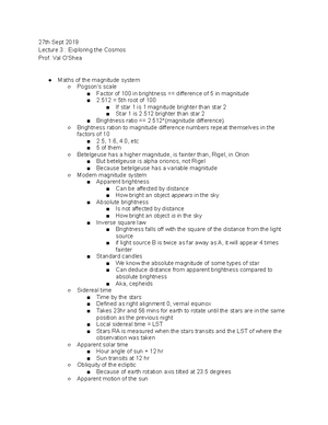 Solar System I Bullet Pointed Key Concepts 2019 2020 - 30th Sept 2019 ...