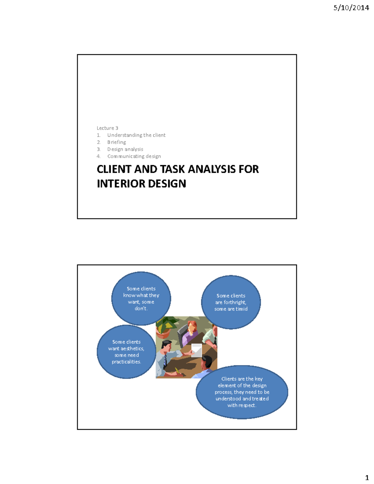 Lecture 3. Client and task analysis for interior design - CLIENT AND ...