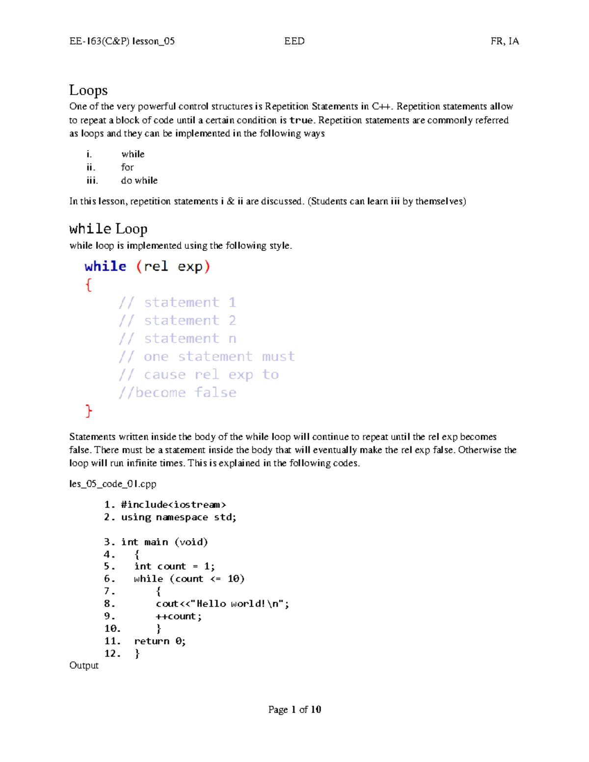 Lesson 05 - Bdbdbdbs - Loops One of the very powerful control ...