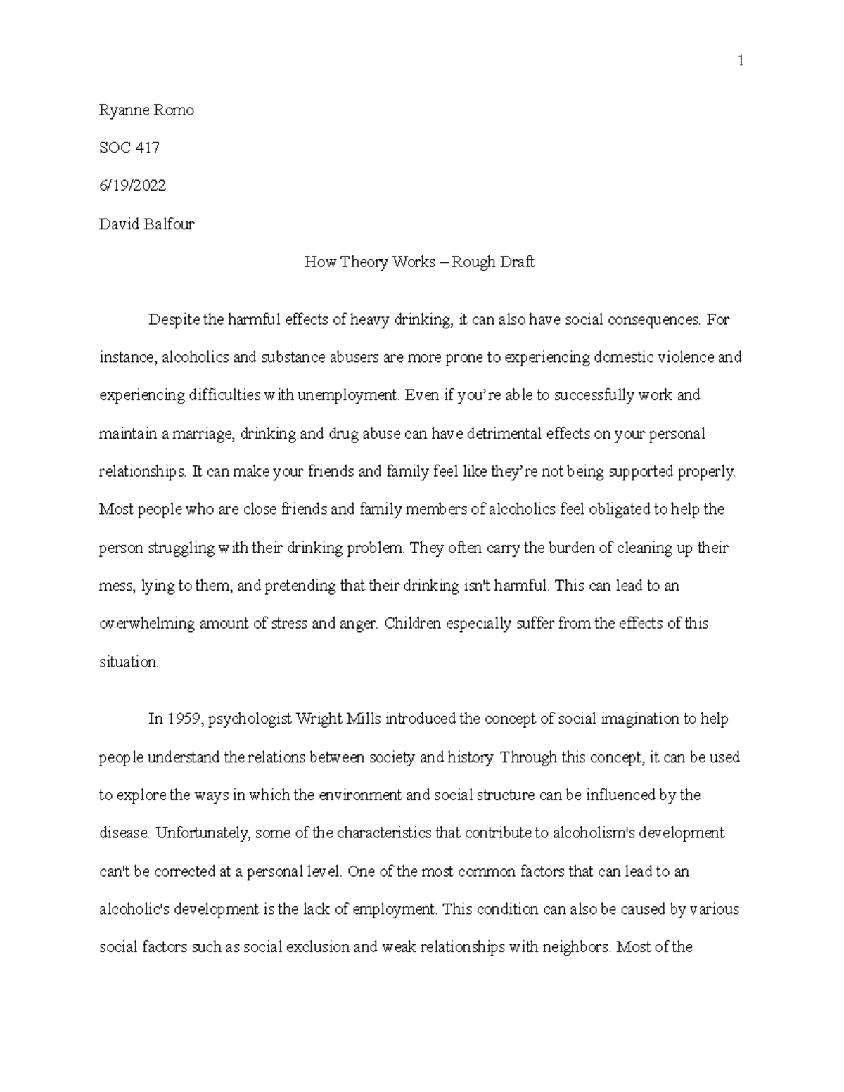 How Theory Works - Final Draft - Ryanne Romo SOC 417 6/19/ David ...