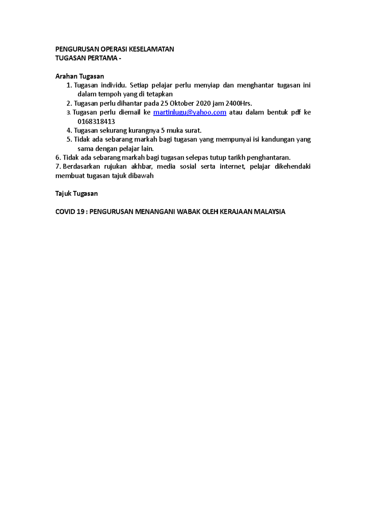 Pengurusan Operasi Keselamatan - PENGURUSAN OPERASI KESELAMATAN TUGASAN ...