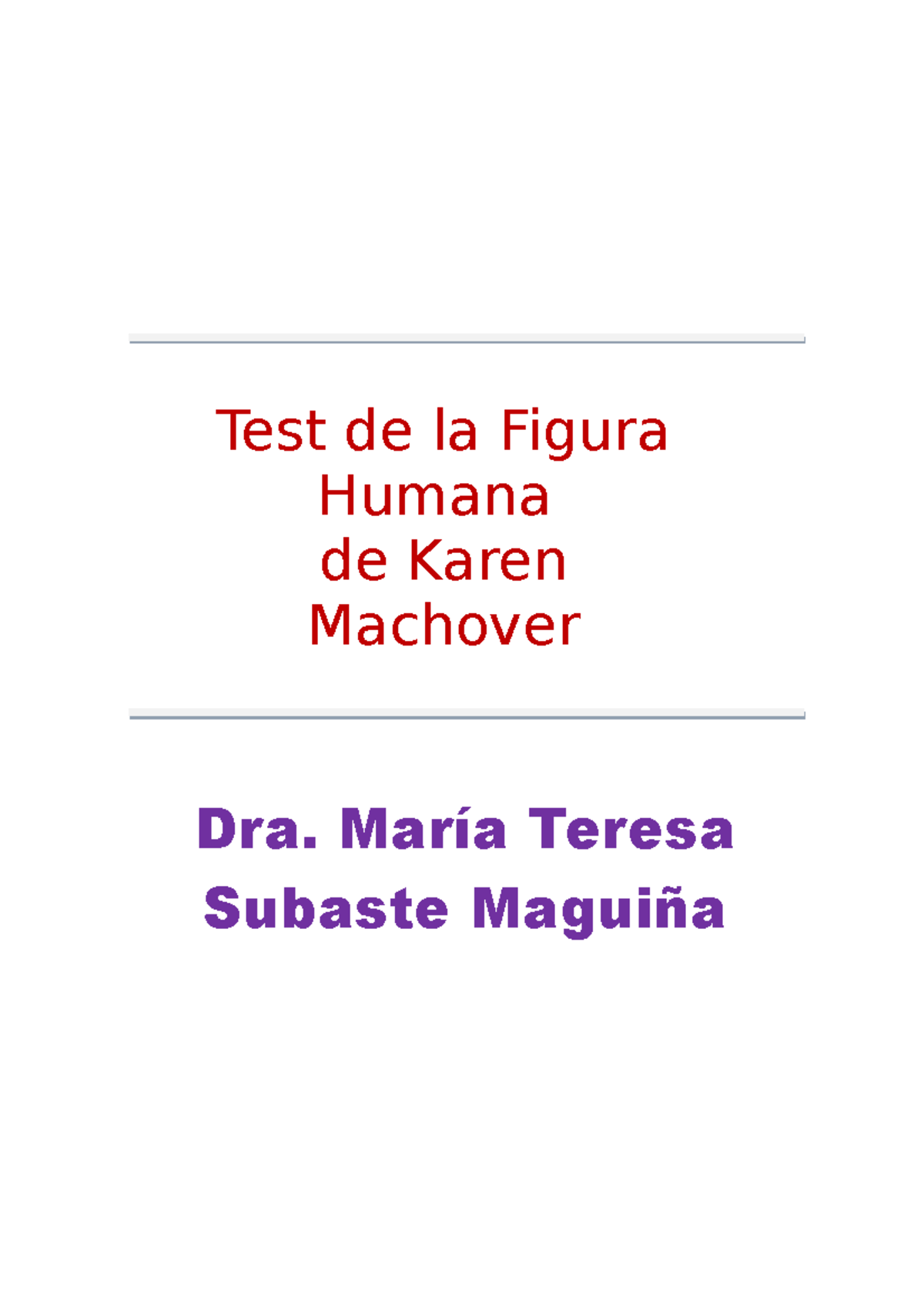 TEST DE LA Figura Humana DE Karen Machover - Test de la Figura Humana ...