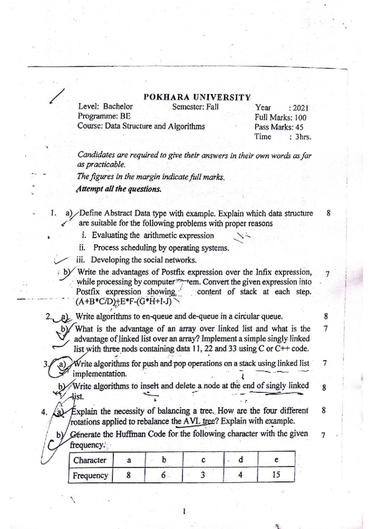 Dsa old question collection - POKHARA UNIVERSITY Level: Bachelor ...