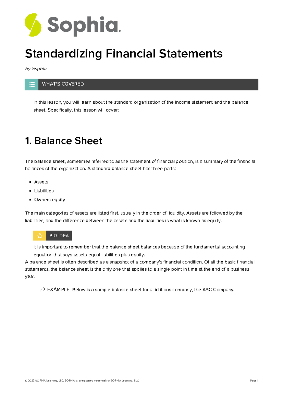 Standardizing financial statements - Specifically, this lesson will ...