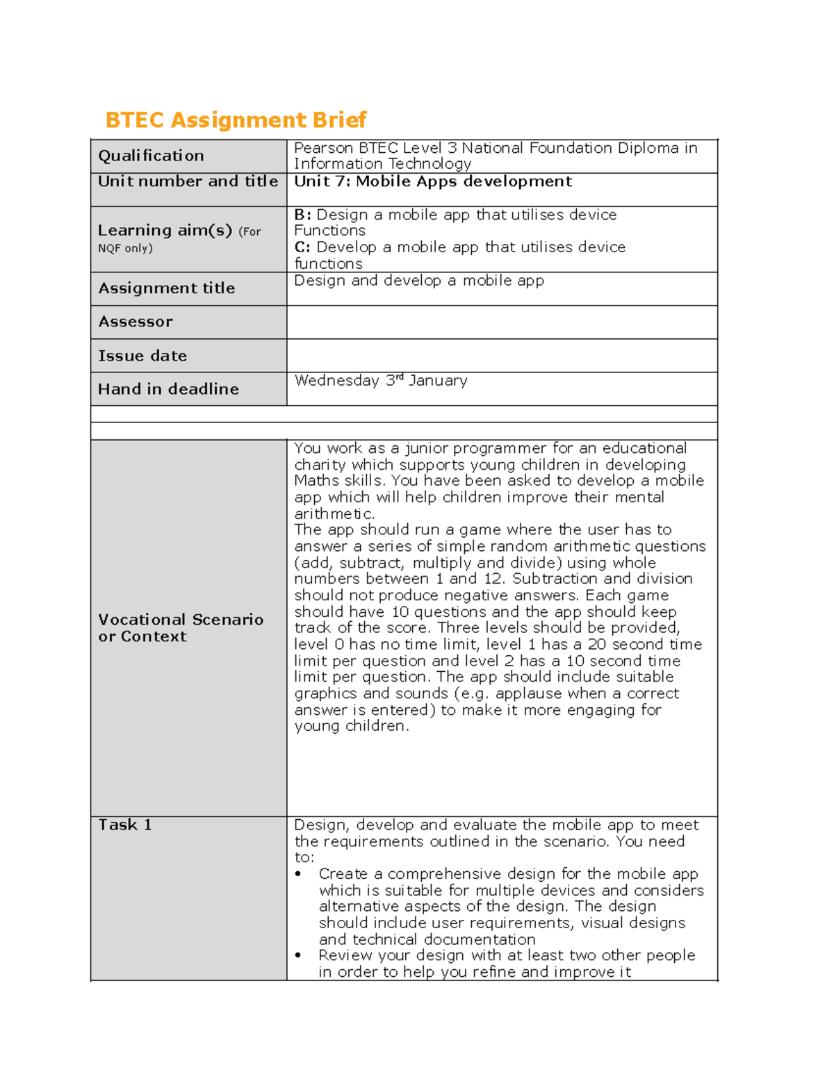 Unit7 Assignment 2f - An assingment I did during highschool. - BTEC ...
