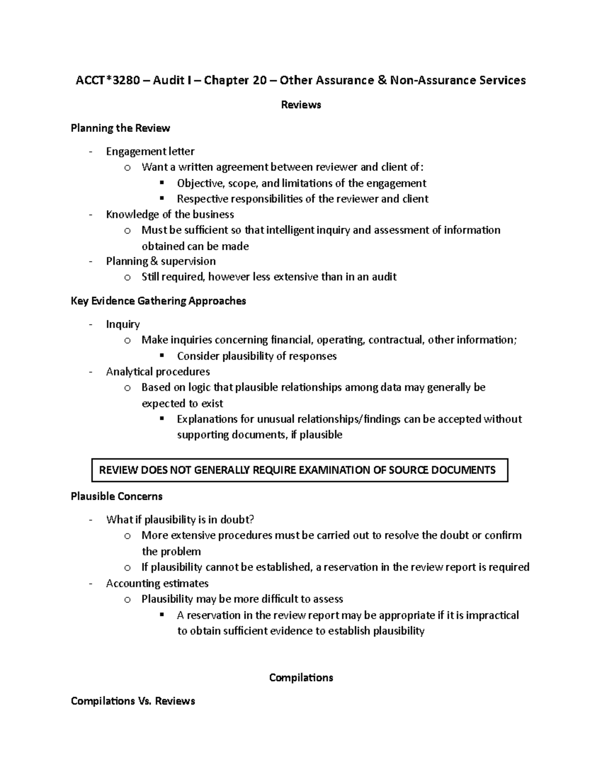 Chapter 20 - Slide Notes - ACCT*3280 – Audit I – Chapter 20 – Other ...