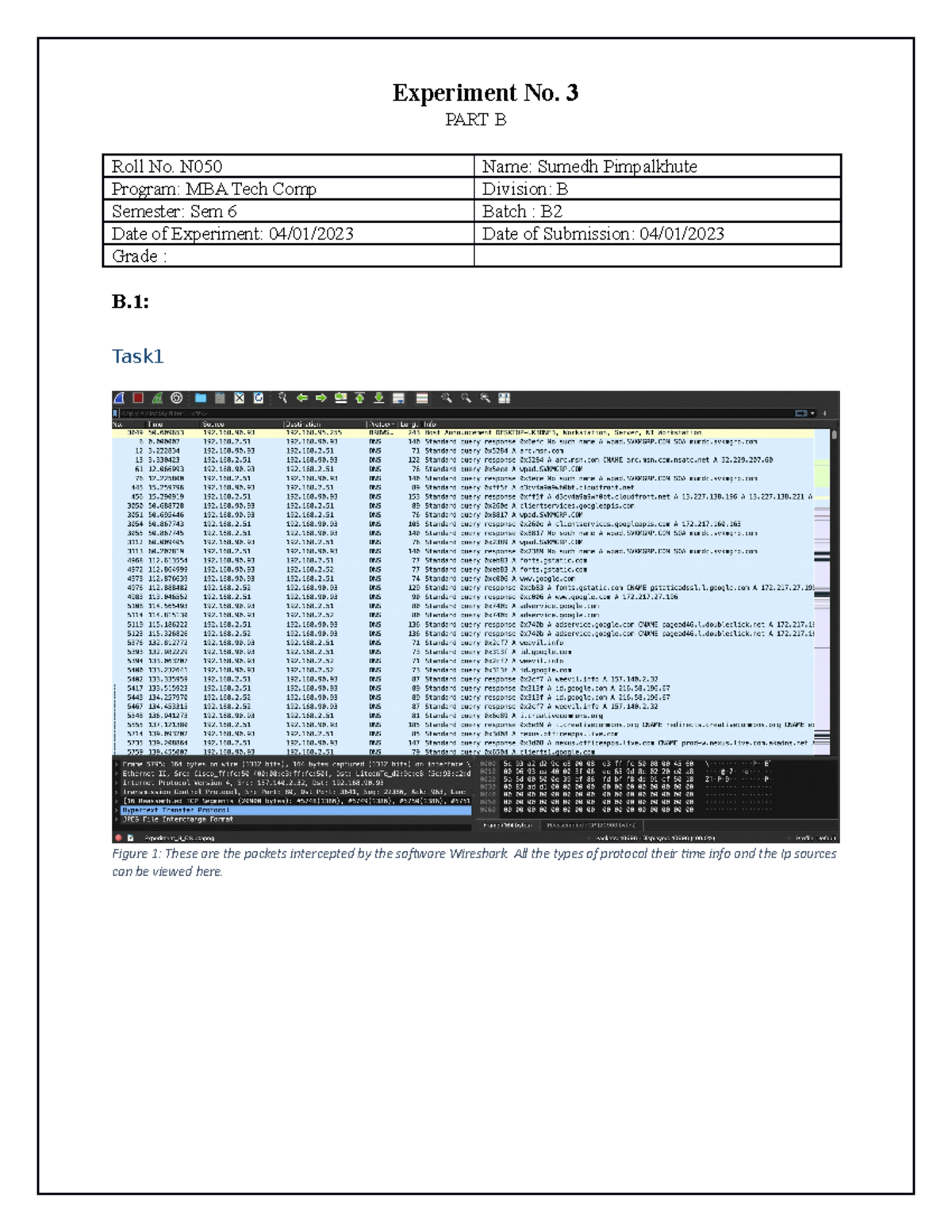 Exp3 CS N050 - Lab work or cyber security - Experiment No. 3 PART B Roll No. N050 Name: Sumedh ...