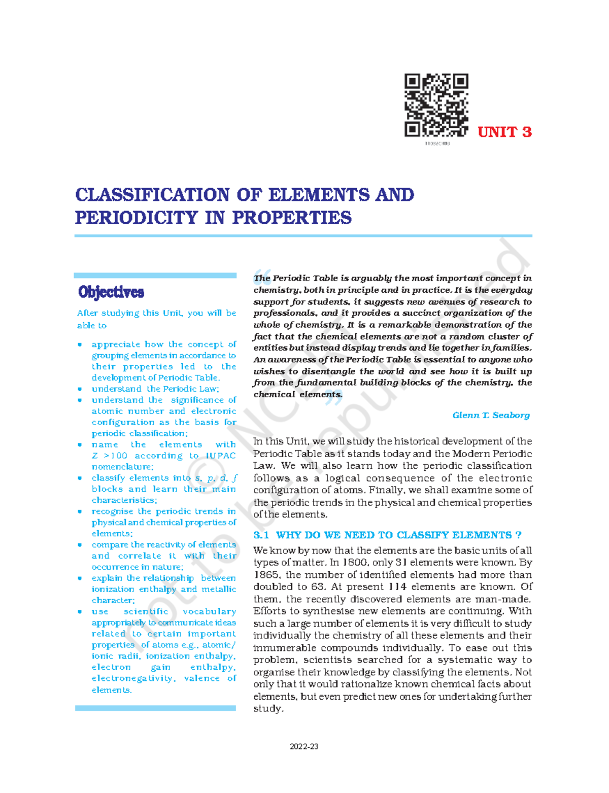 Classific of Elements - norganic Chemistry is a branch of Chemistry ...
