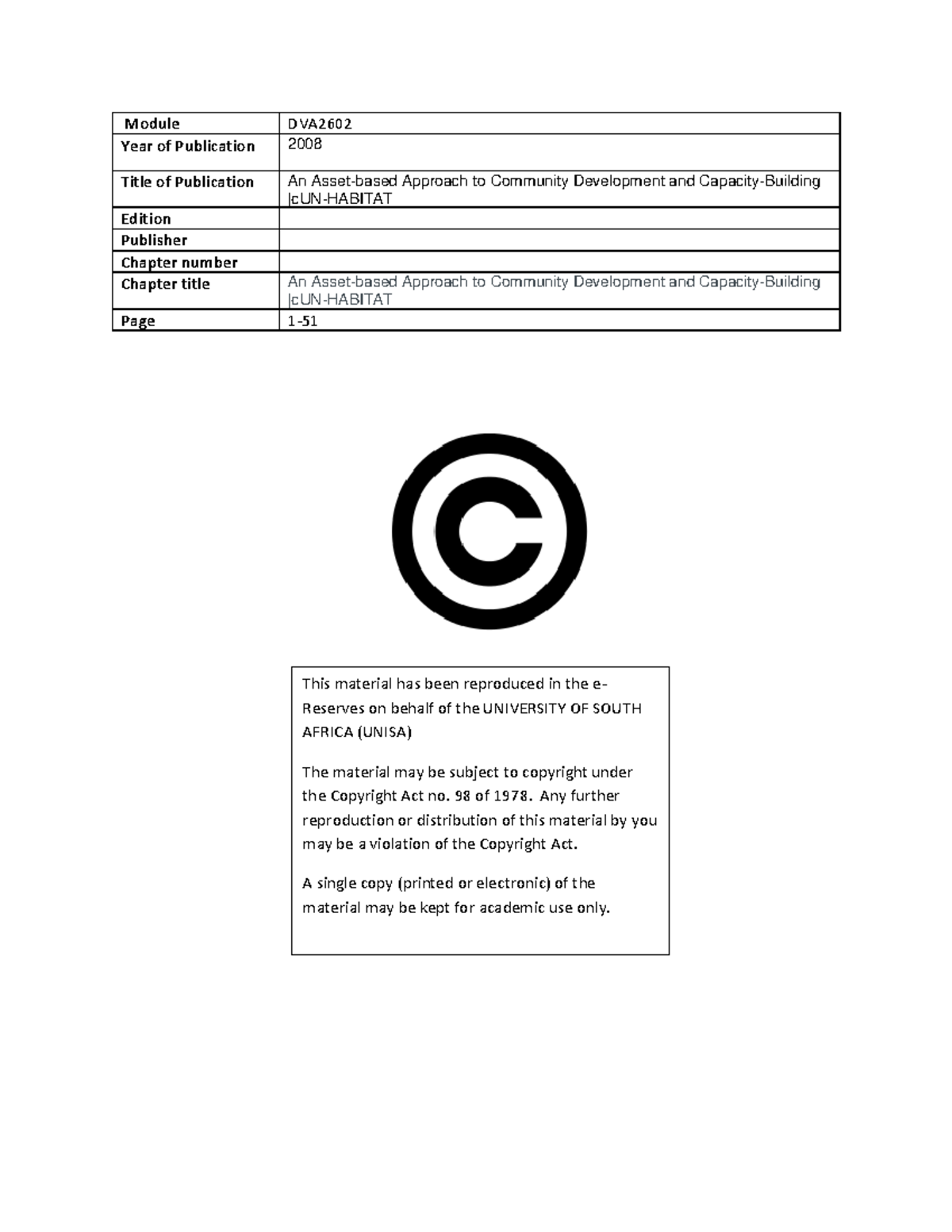 Asset Based Approach to Community Development - 98 of 1978. Any further ...