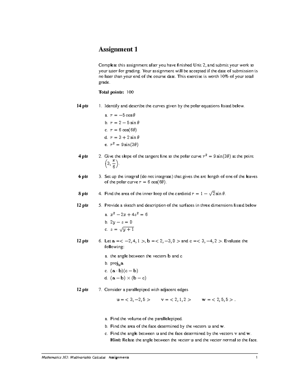 Assignment 01 - Assignment 1 Complete this assignment after you have ...