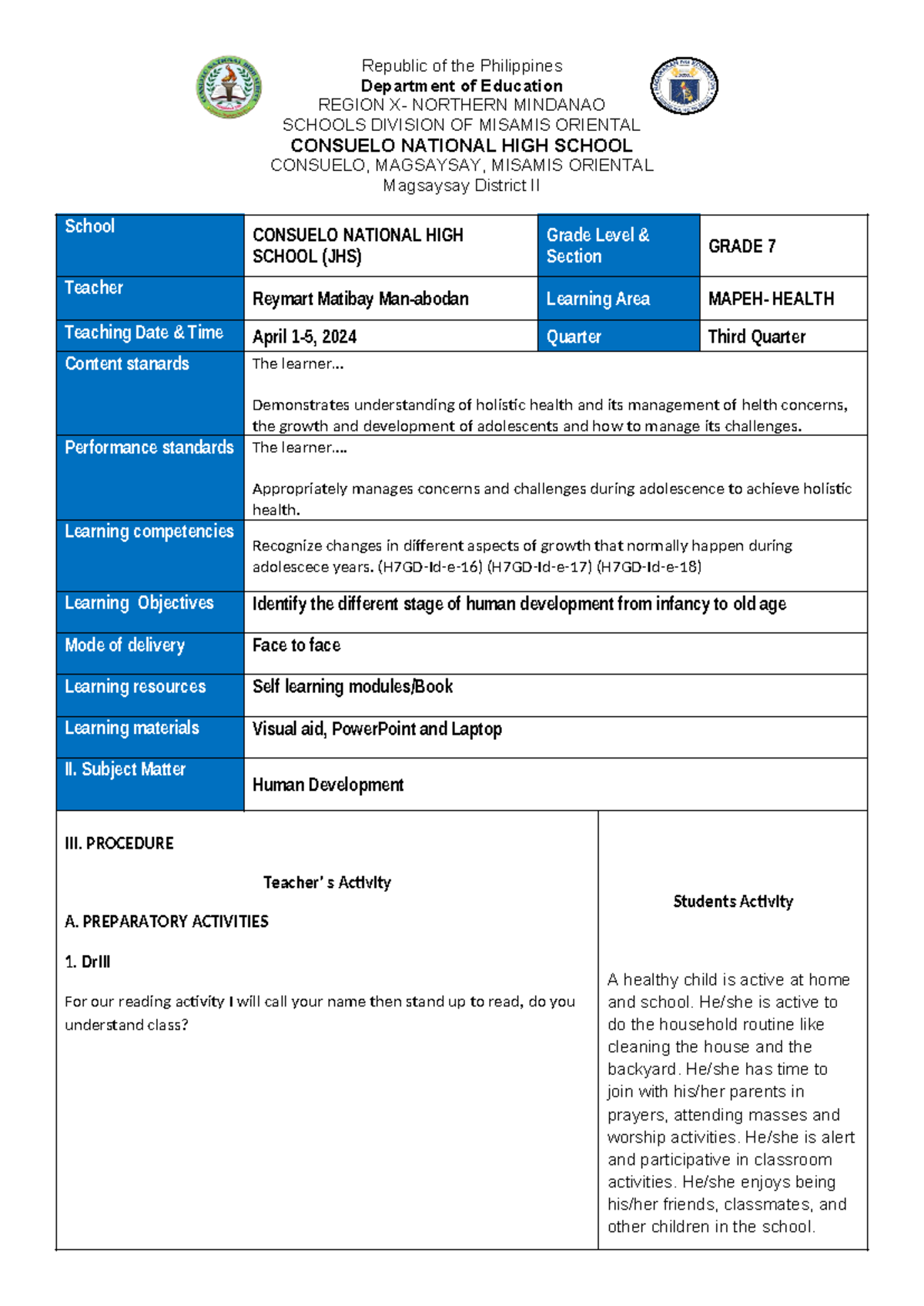 Rey29 - Detailed lesson plan - Republic of the Philippines Department ...