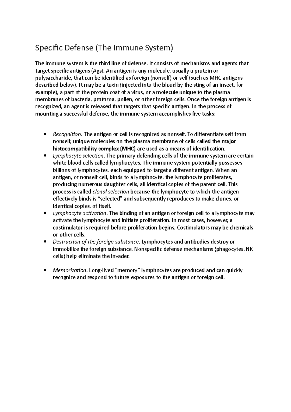 Specific defense (the immune system) - Specific Defense (The Immune ...