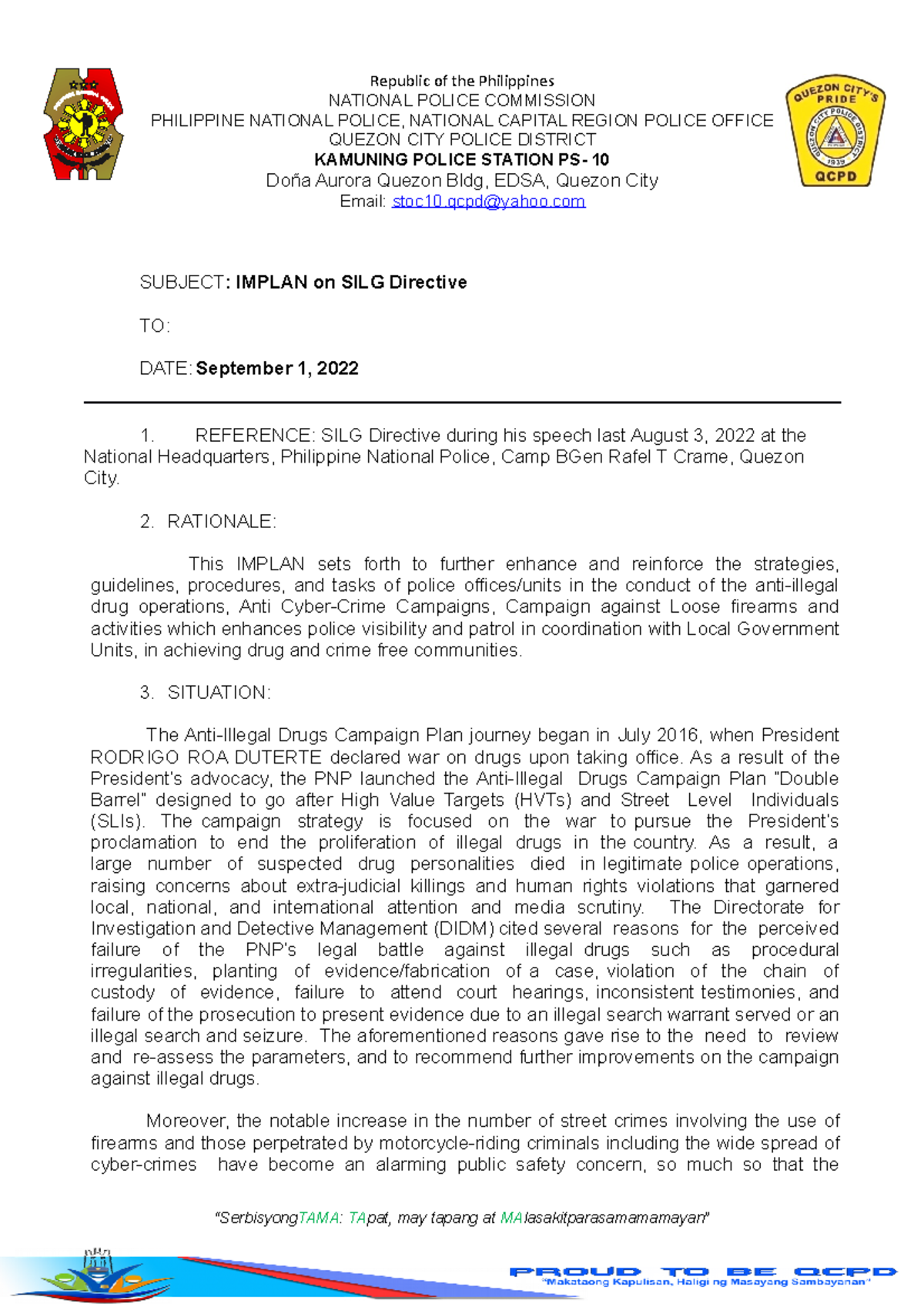 Station Implan On SILG Directive Language Culture Society UNP 