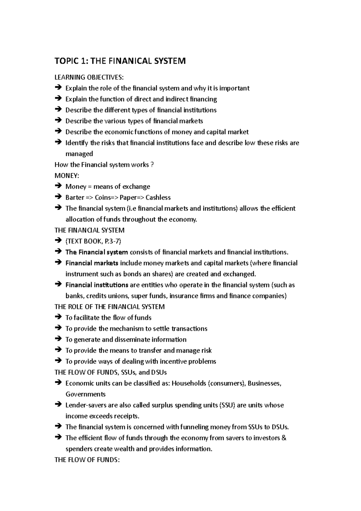1203AFE - assignment - TOPIC 1: THE FINANICAL SYSTEM LEARNING ...