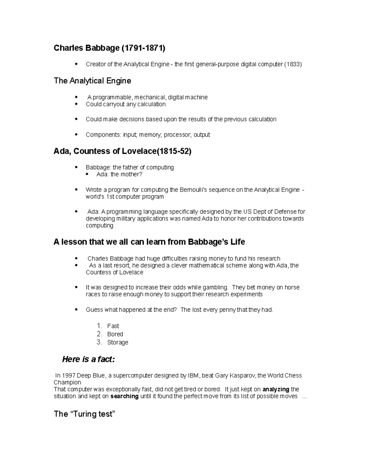 Cs101-short-notes-lecture-1-to-22 - Charles Babbage (1791-1871) Creator ...