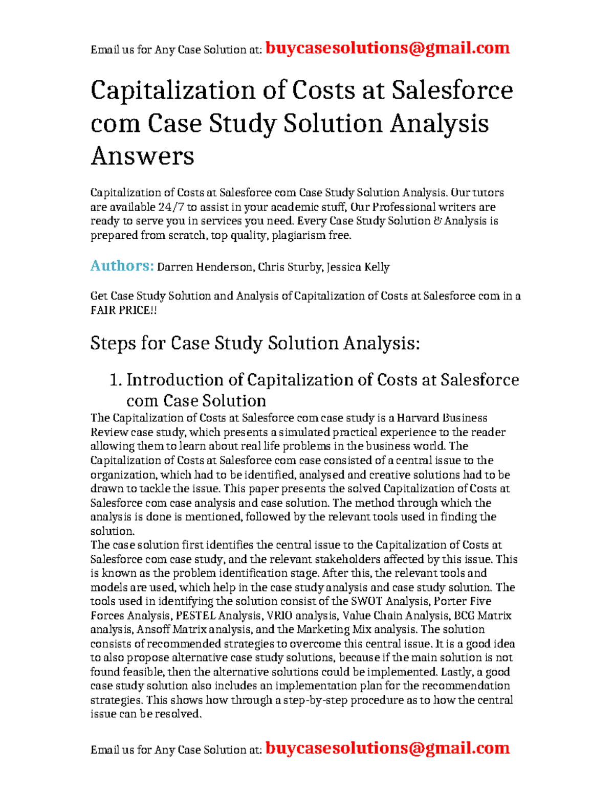 Case Solution Capitalization of Costs at Salesforce com - Capitalization of Costs at Salesforce ...