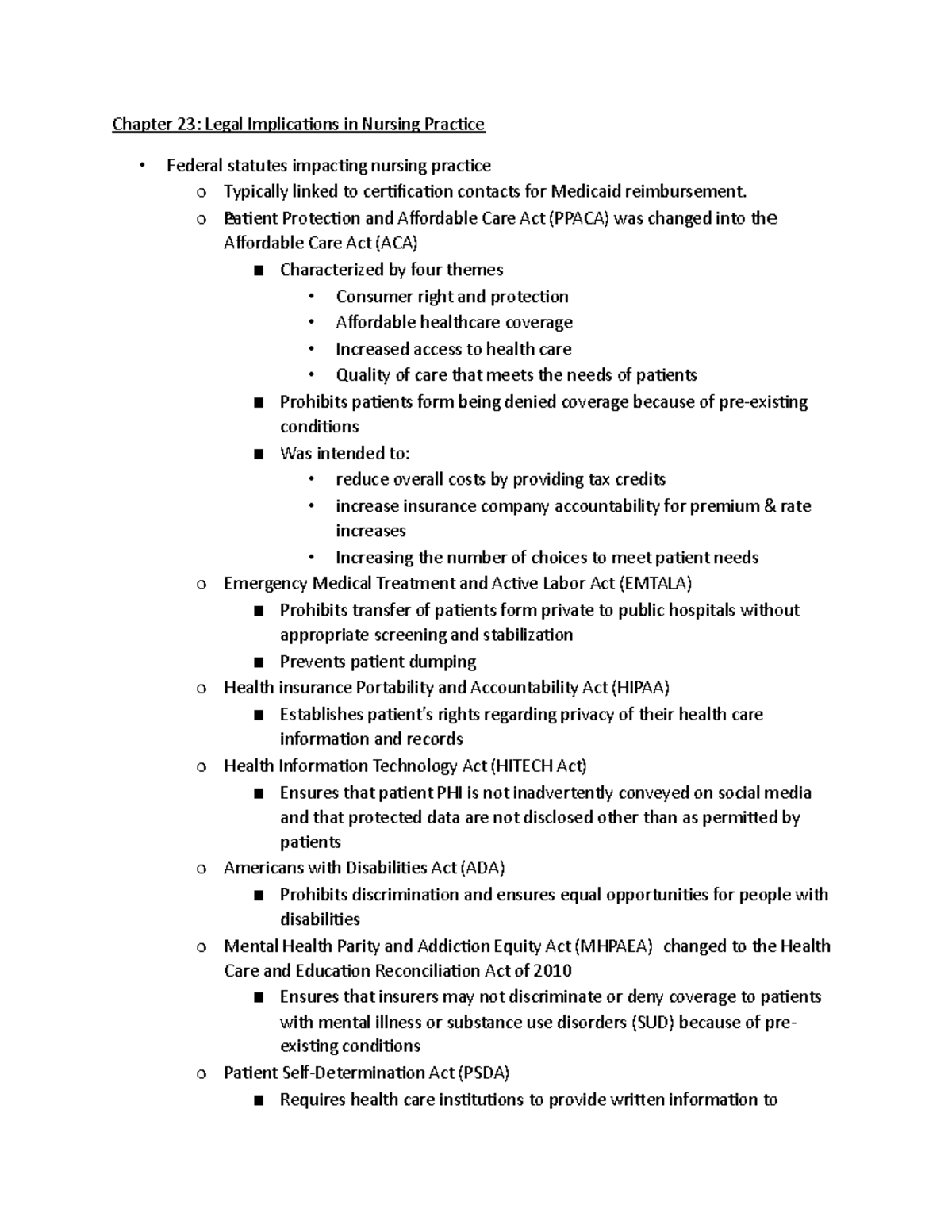 Chapter 23 Legal Implications in Nursing Practice - Chapter 23: Legal ...