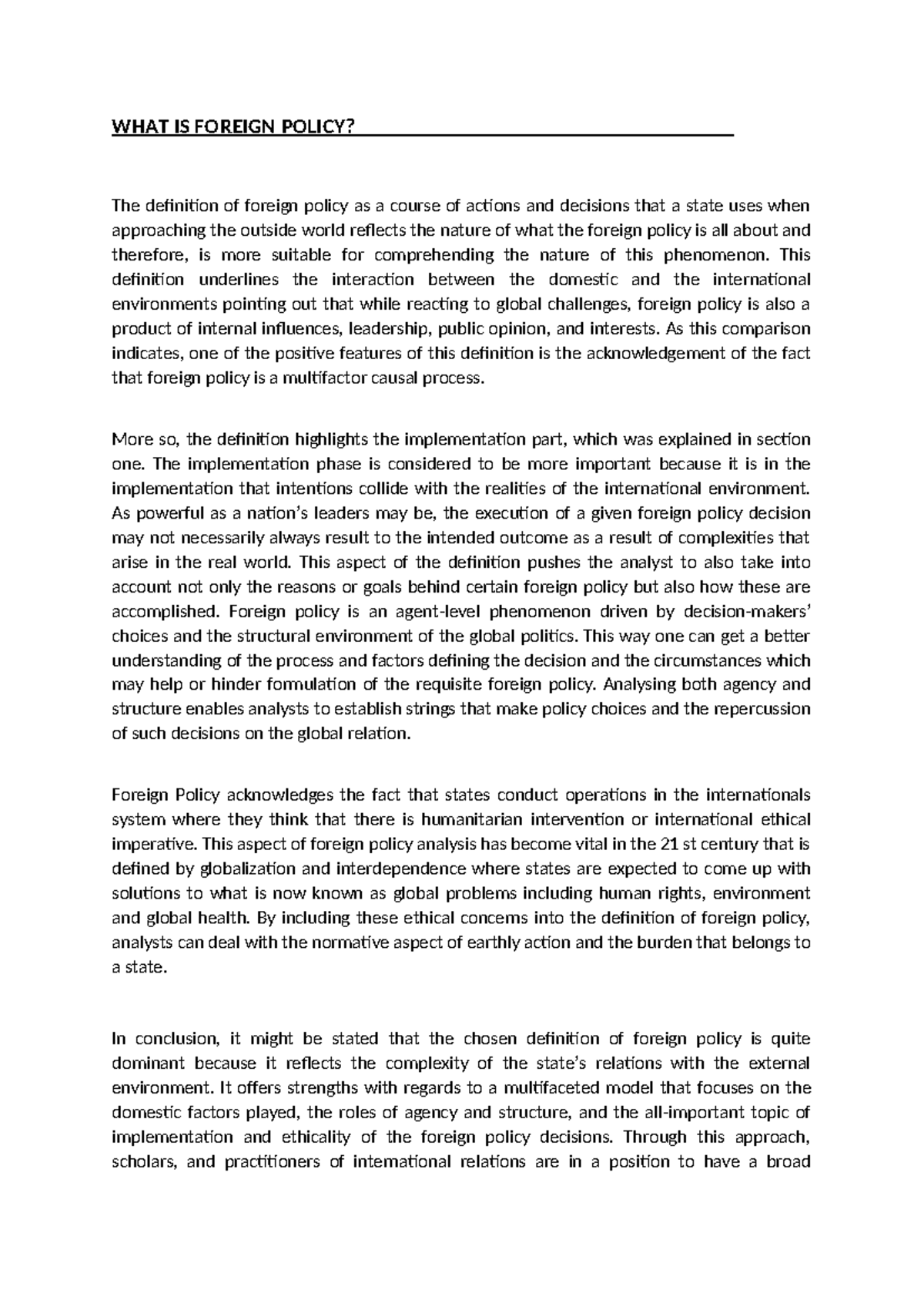 IPL Assignment 220 - What is Foreign policy - WHAT IS FOREIGN POLICY ...