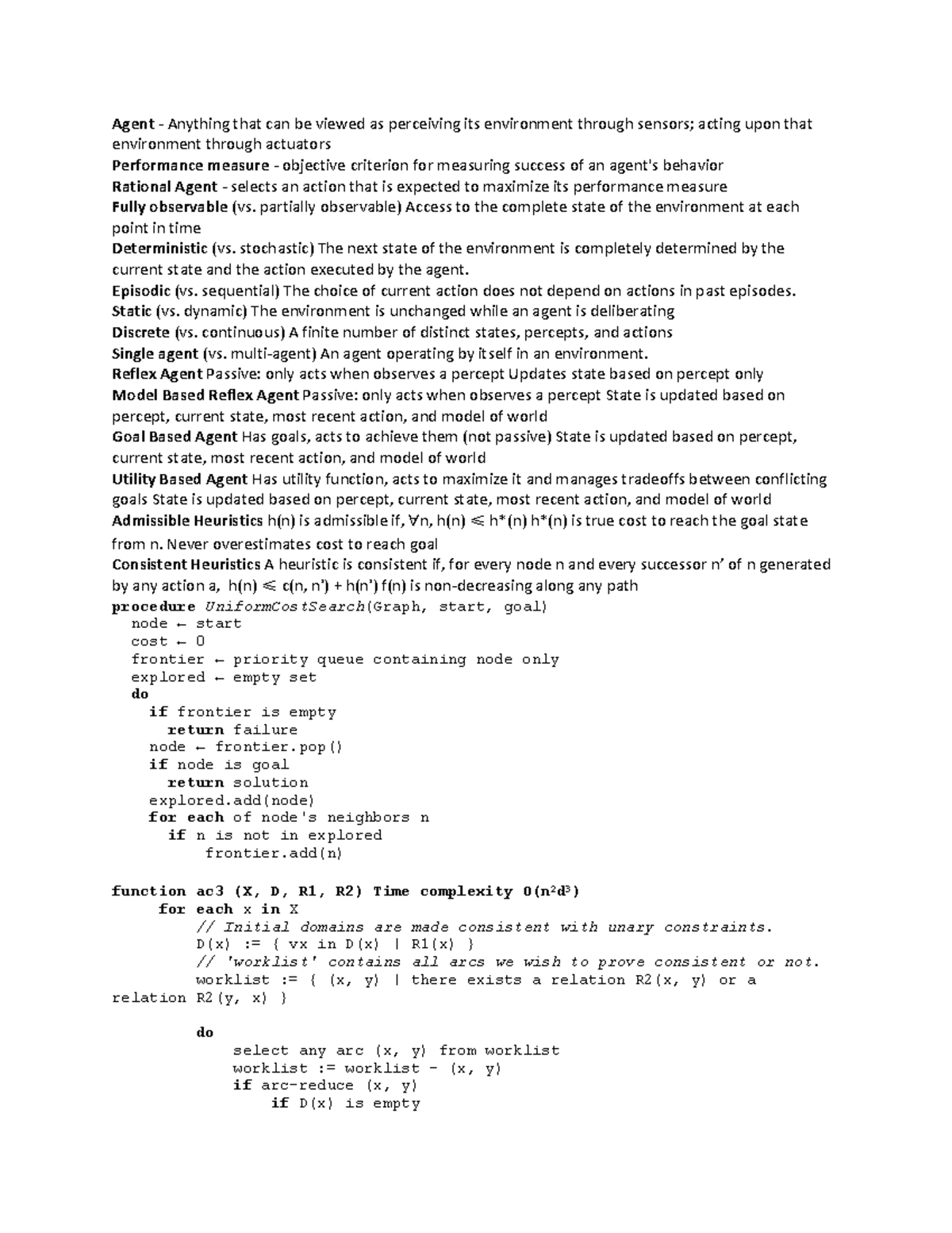 CS3243 notes - Agent - Anything that can be viewed as perceiving its ...