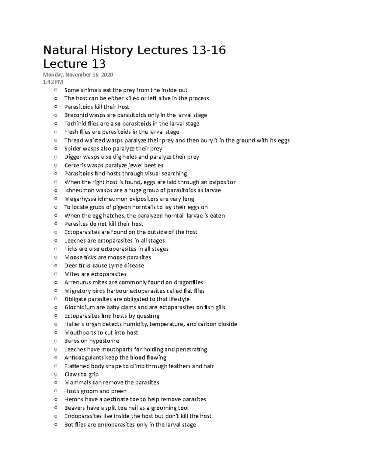 Natural History Lectures 13-16 - Natural History Lectures 13- Lecture ...