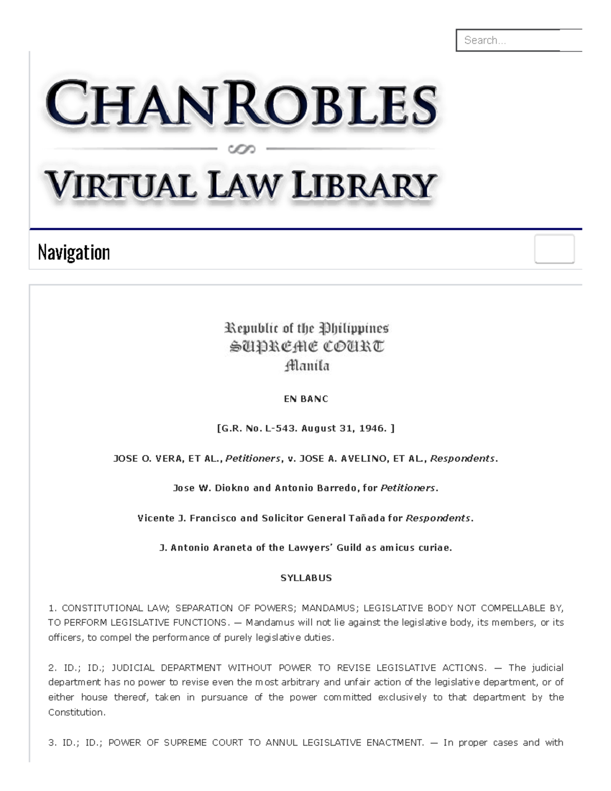 3. VERA VS Avelino - jklkj - Search... EN BANC [G. No. L-543. August 31 ...