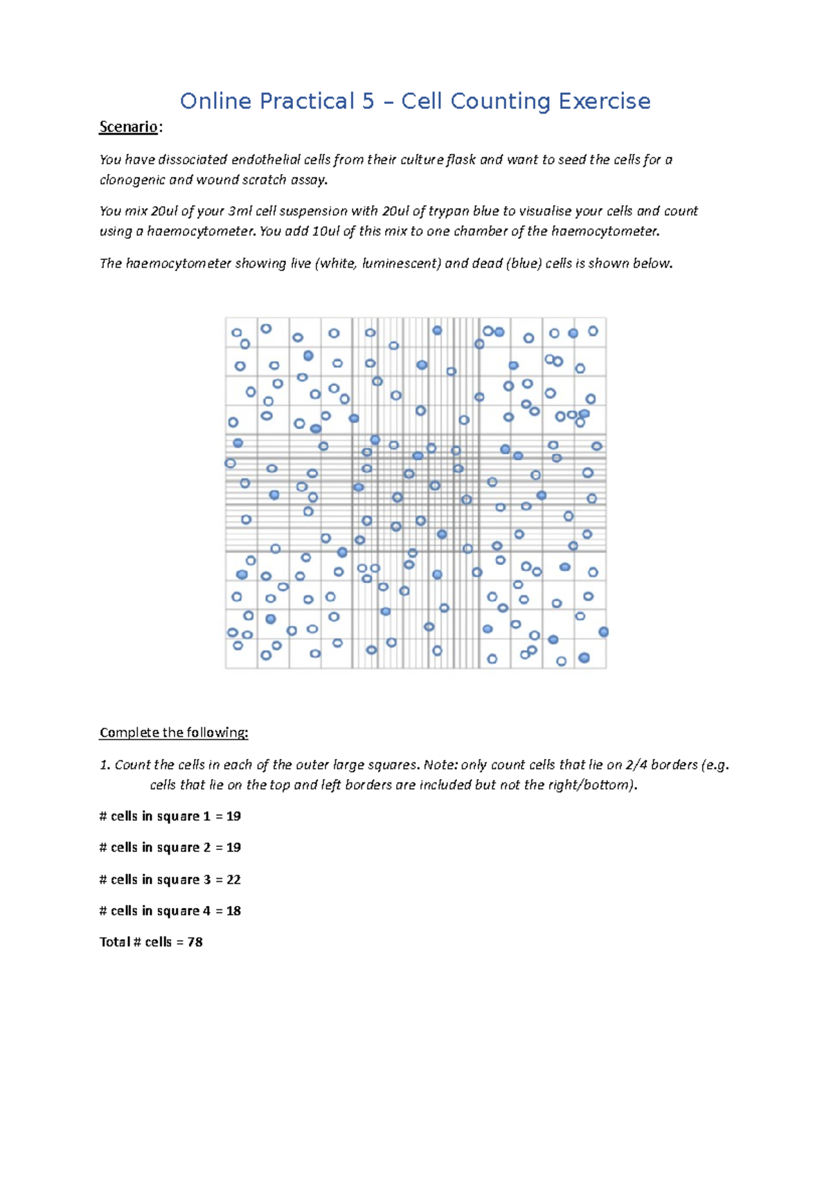Cell Count molecular biology - Online Practical 5 – Cell Counting ...