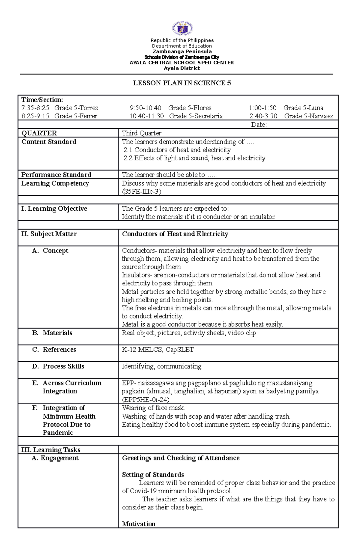 5Es Science( Camus) - none - Republic of the Philippines Department of ...