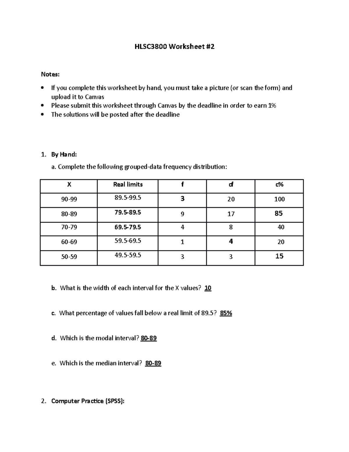Worksheet 2 - Lecture notes Week 2 - HLSC3800 Worksheet Notes: If you ...