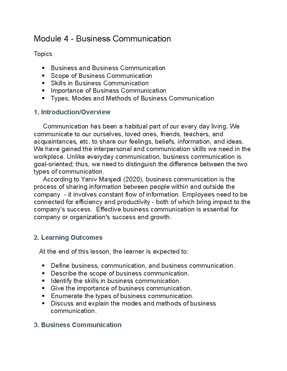 Module 4 - Business Communication - Copy - Module 4 - Business ...