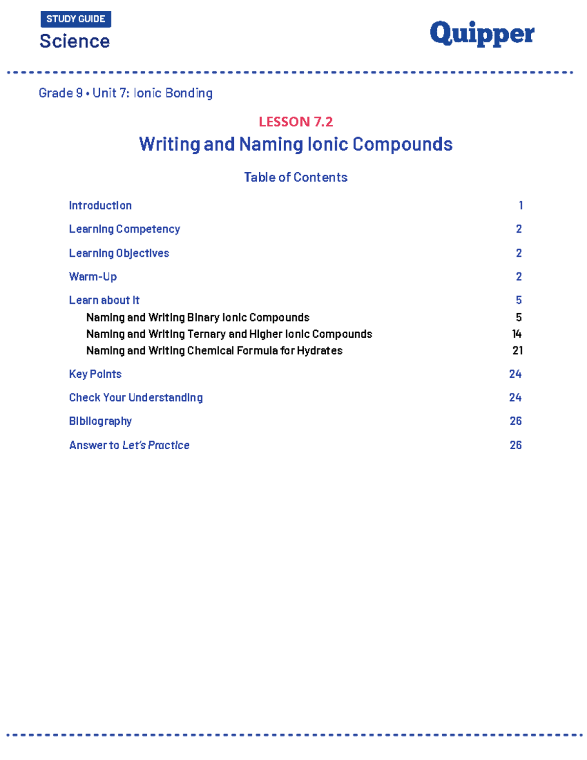 Inbound 3550238413402812675 - Grade 9 • Unit 7: Ionic Bonding Writing ...