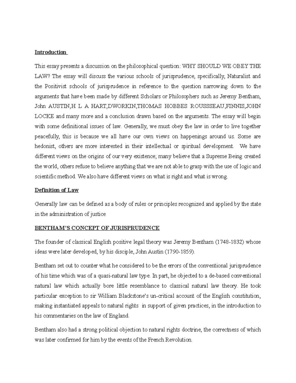 Jurisprudence Assignment Edited 4 - Introduction This essay presents a ...