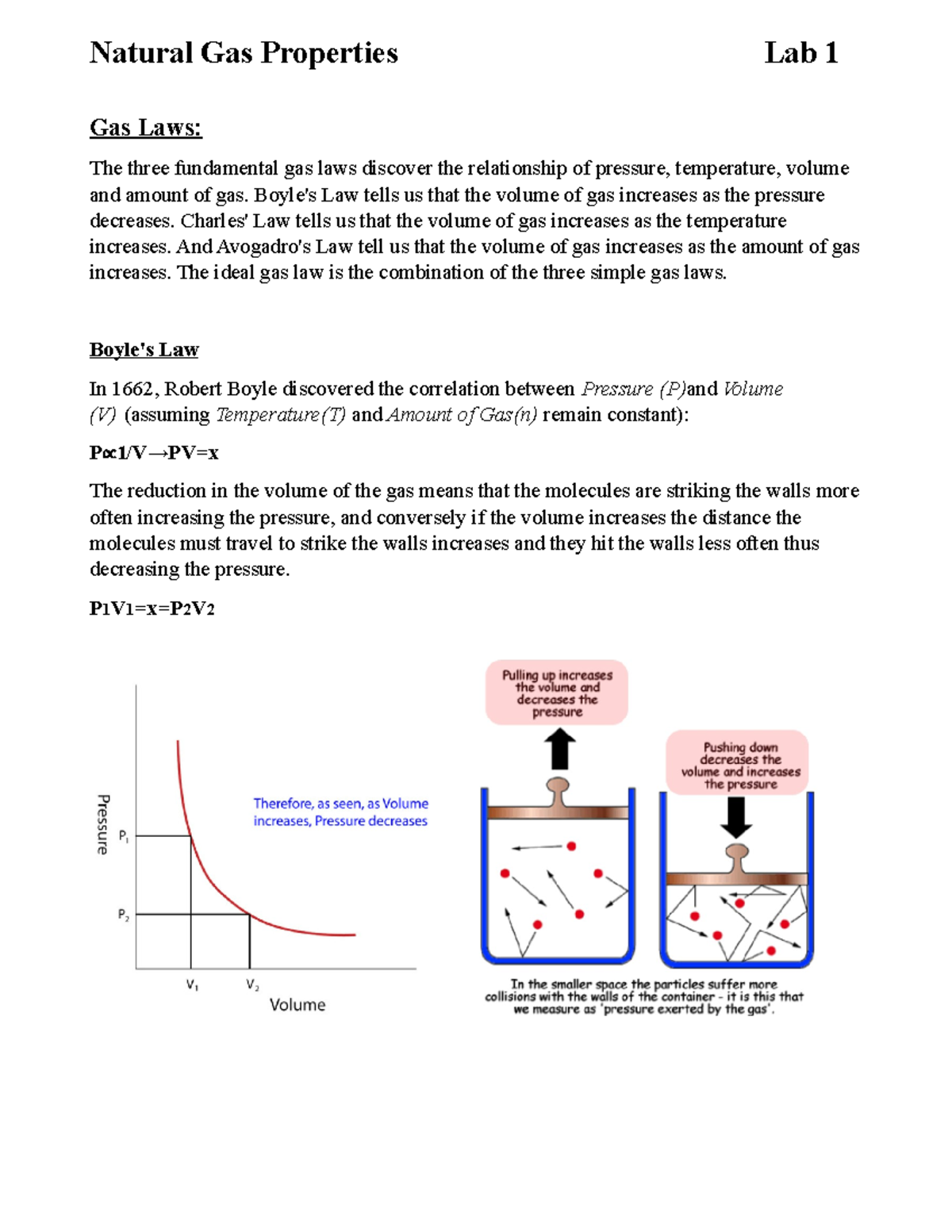 Lab 1 - some work for studient - Gas Laws: The three fundamental gas ...