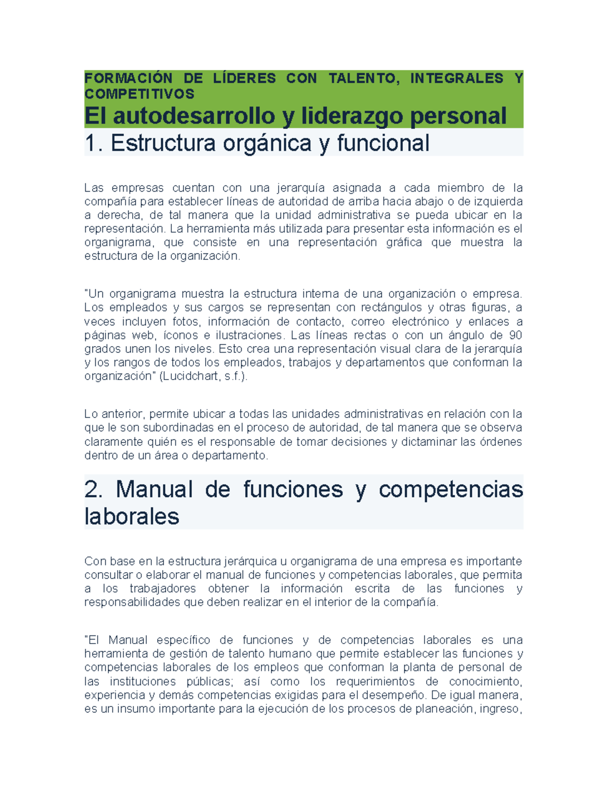 Material 2 El autodesarrollo y liderazgo personal - FORMACIÓN DE ...