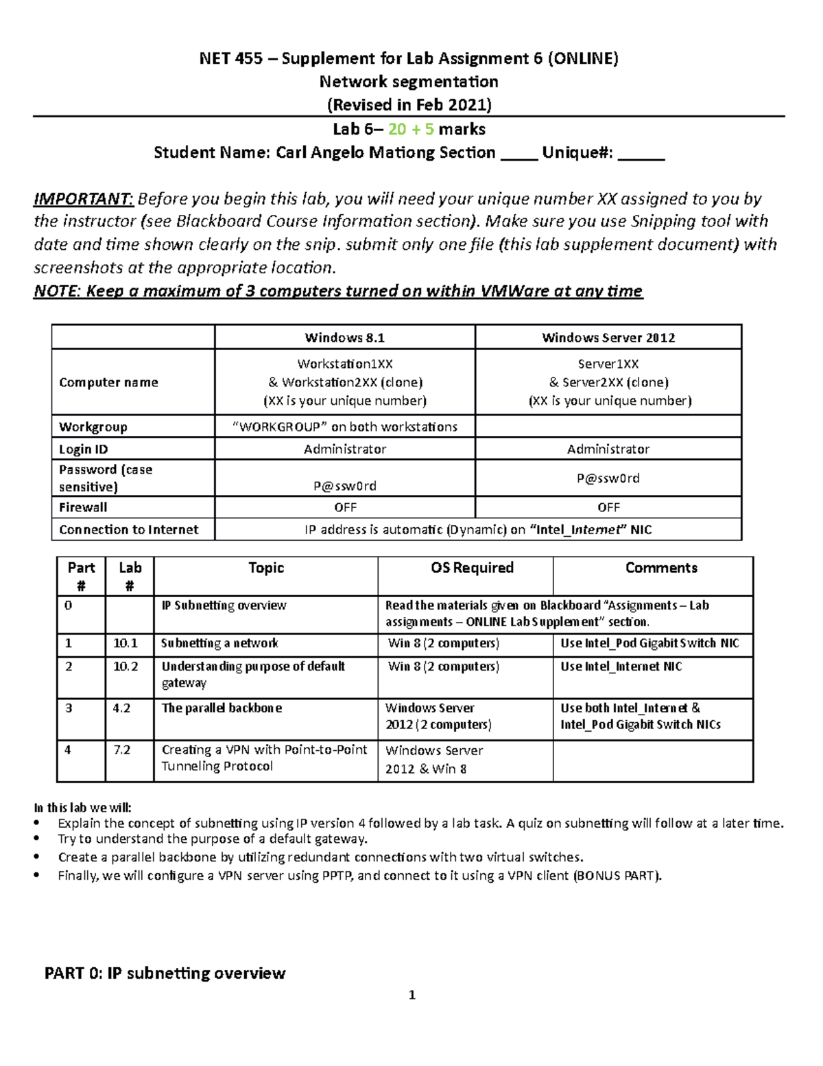 Lab 6 - Notes - NET 455 – Supplement for Lab Assignment 6 (ONLINE ...